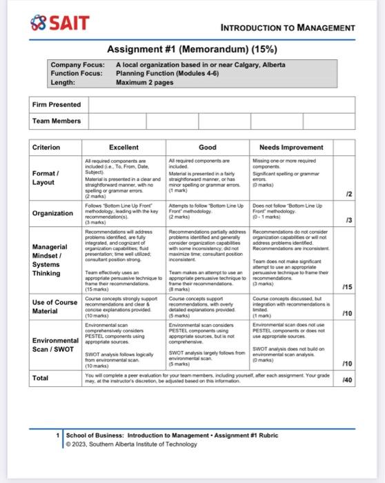 Solved INTRODUCTION TO MANAGEMENT Assignment \#1 | Chegg.com