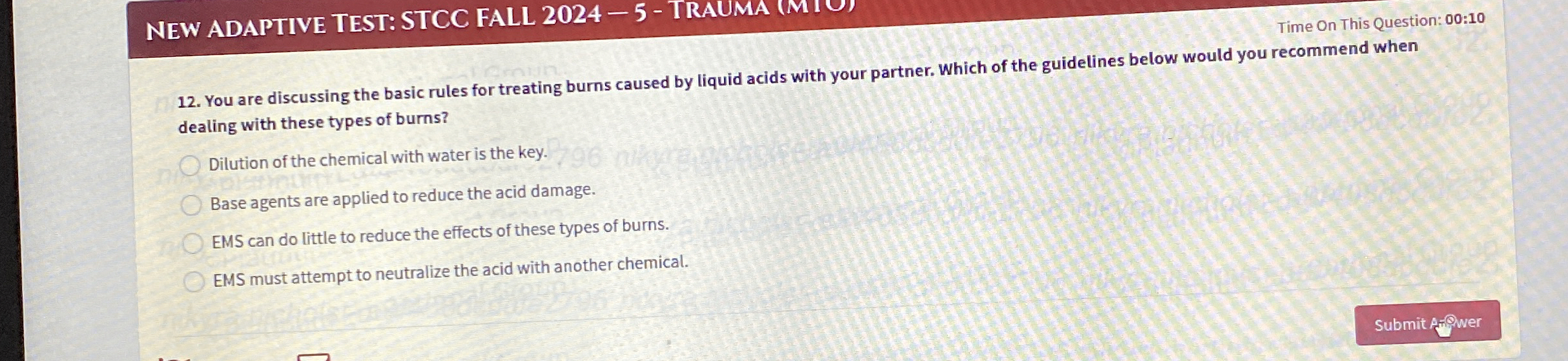 High Quality SOLUTION NEW ADAPTIVE TEST: STCC FALL 2024-5-TRAUMA (MIU ...