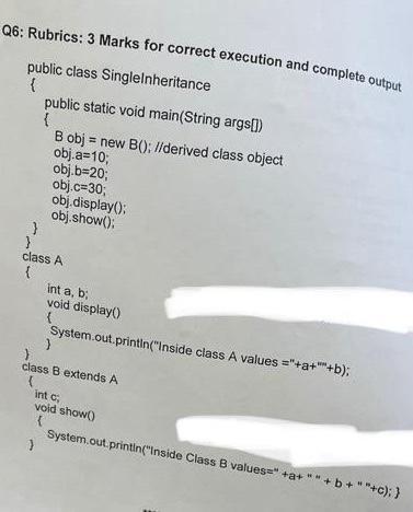 Solved Q6: Rubrics: 3 Marks for correct execution and | Chegg.com