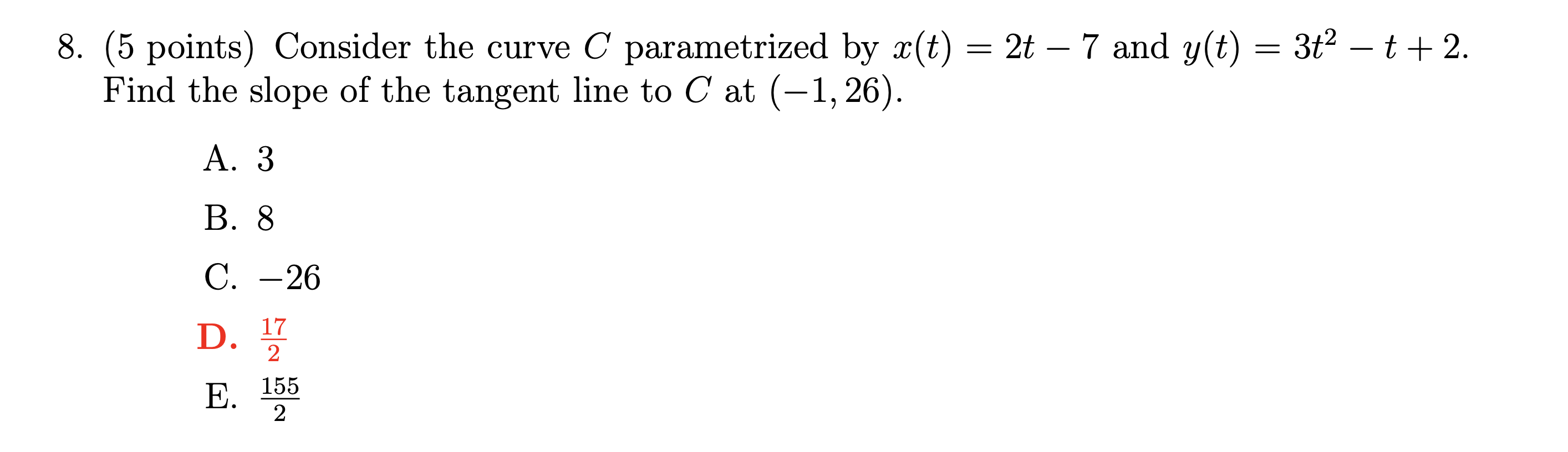 Solved (5 ﻿points) ﻿Consider the curve C ﻿parametrized by | Chegg.com