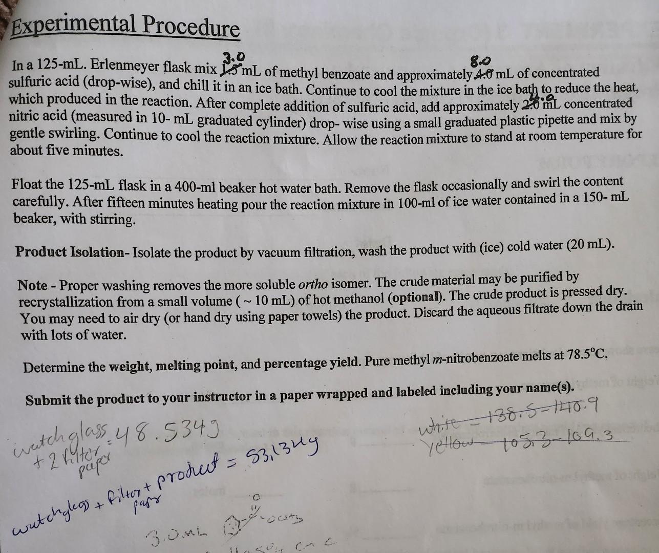 Solved In a 125-mL. Erlenmeyer flask mix 1.5 mL of methyl | Chegg.com