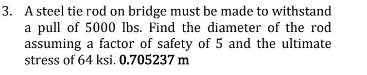 Solved 3. A steel tie rod on bridge must be made to | Chegg.com