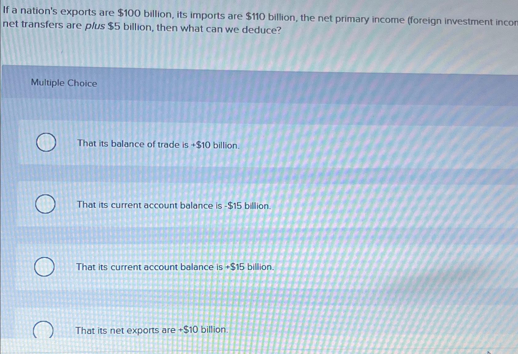 Solved If a nation's exports are $100 ﻿billion, its imports | Chegg.com