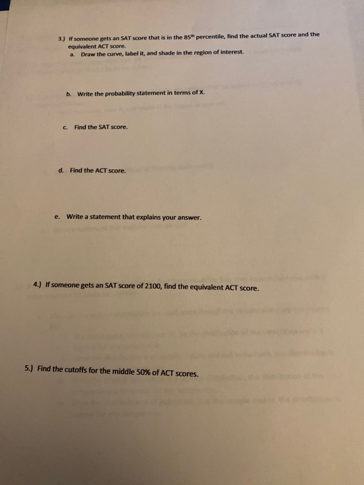 Solved Name: Stat 30100 Worksheet #8 SAT scores are normally | Chegg.com