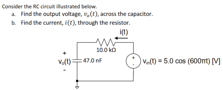 Solved Consider the RC circuit illustrated below.a. ﻿Find | Chegg.com
