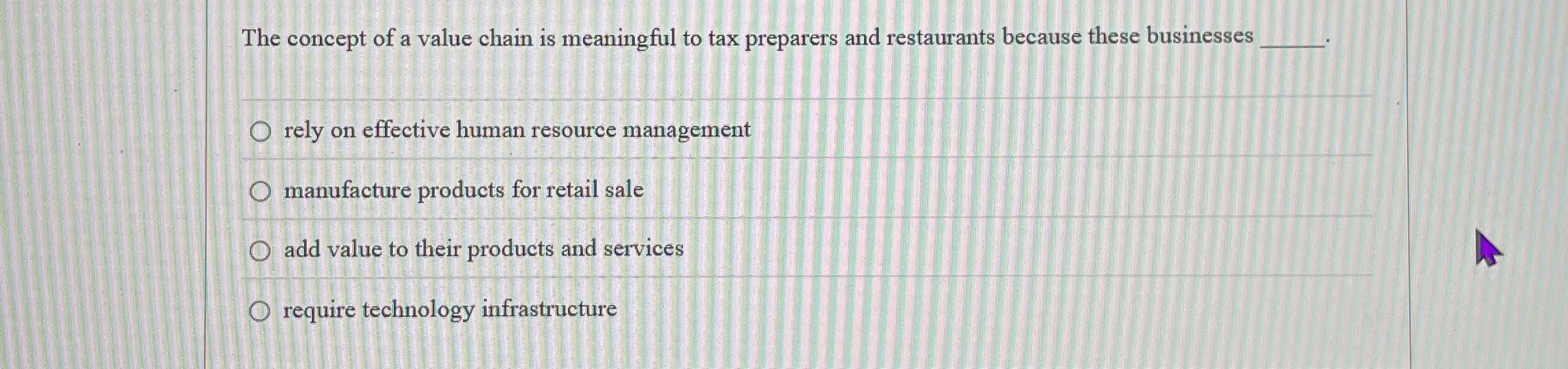 Solved The concept of a value chain is meaningful to tax | Chegg.com