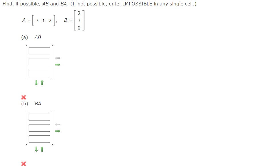 Solved Find, if possible, AB ﻿and BA. (If not possible, | Chegg.com