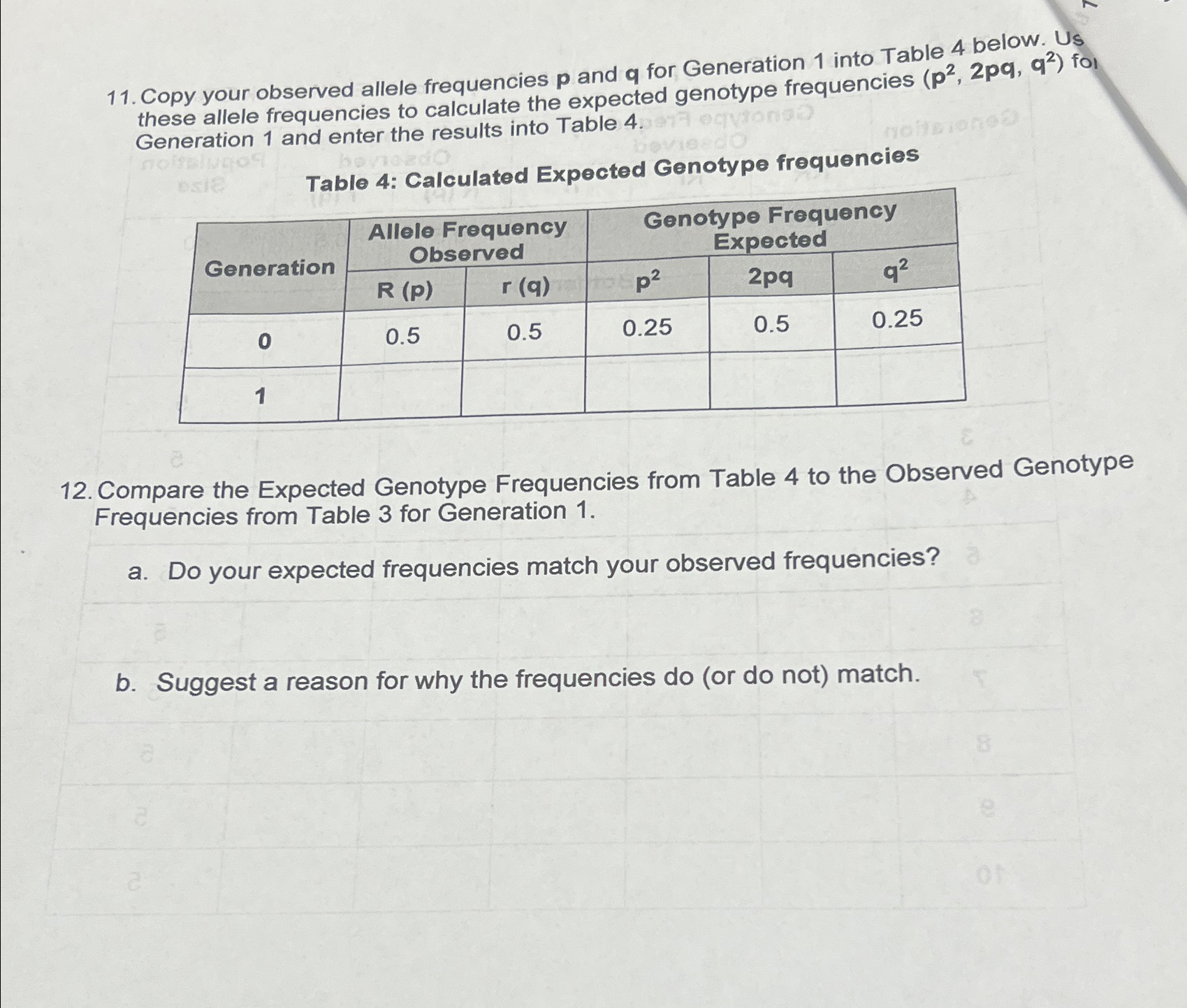 Solved Copy your observed allele frequencies p ﻿and q ﻿for | Chegg.com