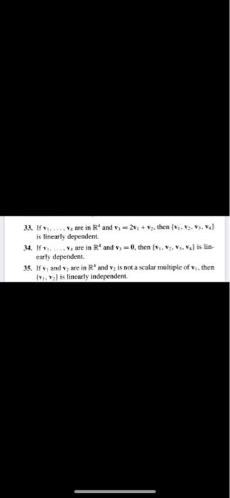 Solved 33. If v1……v4 are in R4 and v3=2v1+v2, then | Chegg.com