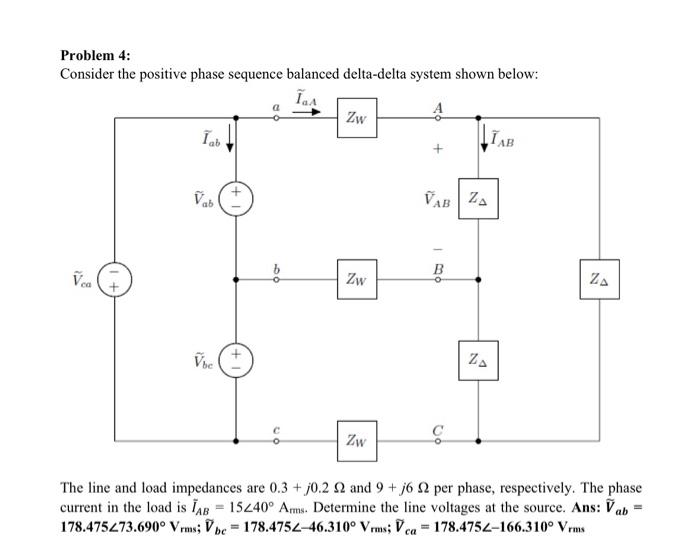 Solved Problem 4: Consider the positive phase sequence | Chegg.com