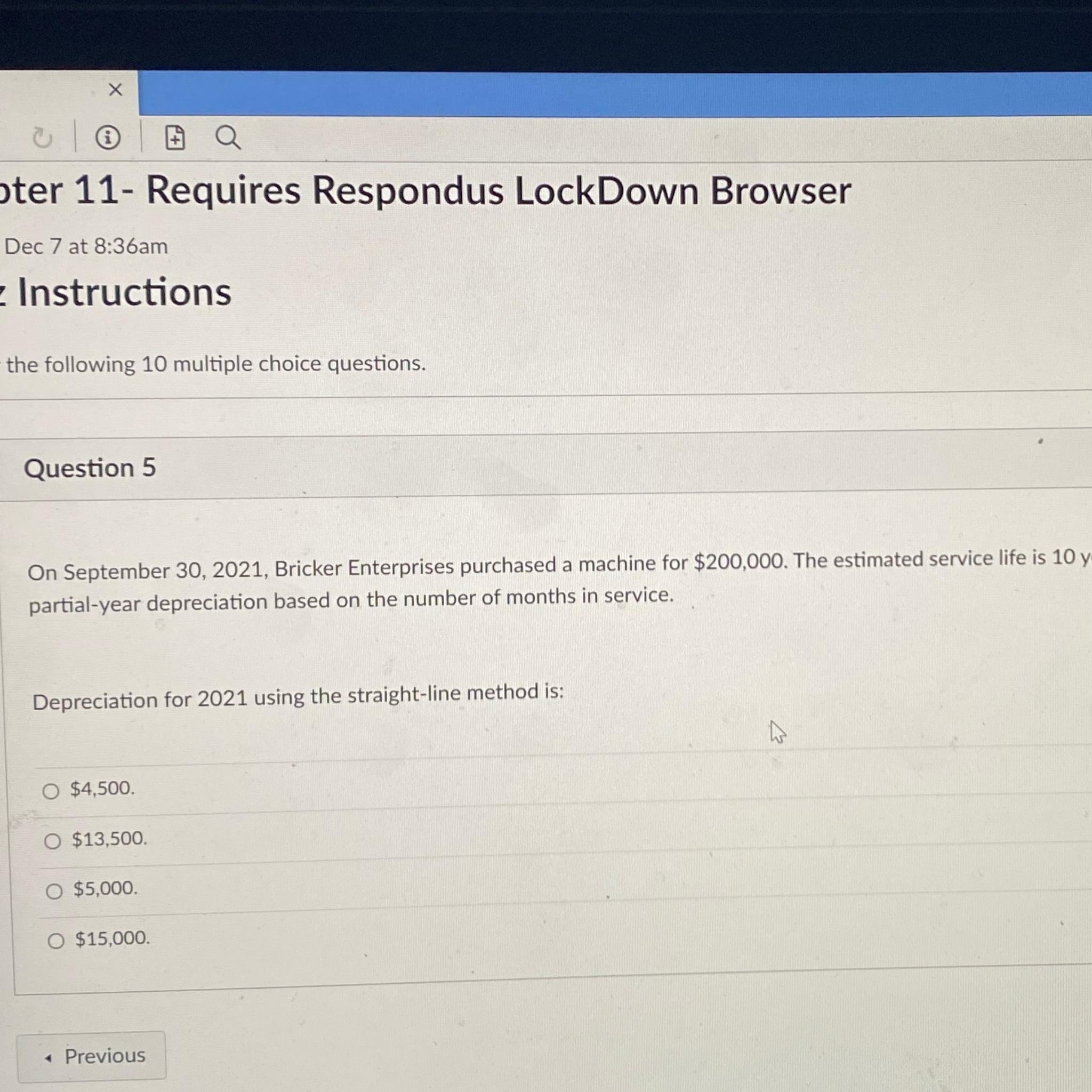 Solved ter 11- ﻿Requires Respondus LockDown BrowserDec 7 ﻿at | Chegg.com