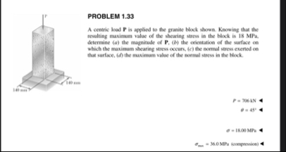 Solved PROBLEM 1.33A centric load P ﻿is applied to the | Chegg.com