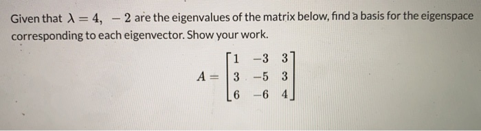 Solved Given that = 4, - 2 are the eigenvalues of the matrix | Chegg.com