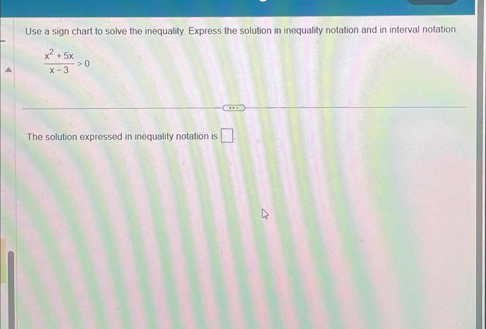 Solved Use a sign chart to solve the inequality. Express the | Chegg.com