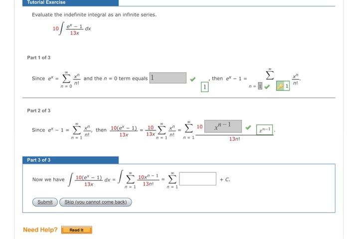 Solved Tutorial Exercise Evaluate the indefinite integral as | Chegg.com