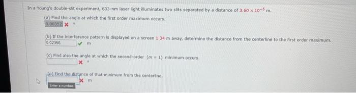 Solved In a Young's double-slit experiment, 633-nm laser | Chegg.com