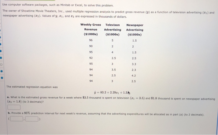 Solved Use computer software packages, such as Minitab or | Chegg.com