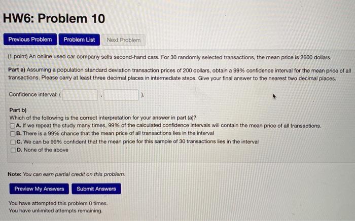 Solved HW6: Problem 10 Previous Problem Problem List Next | Chegg.com
