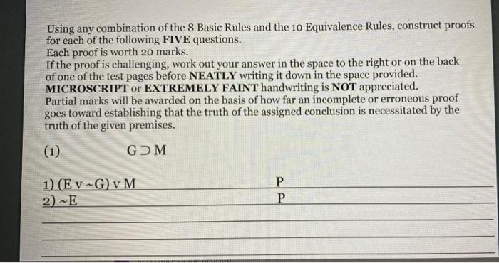 Solved Using any combination of the 8 Basic Rules and the 10 | Chegg.com