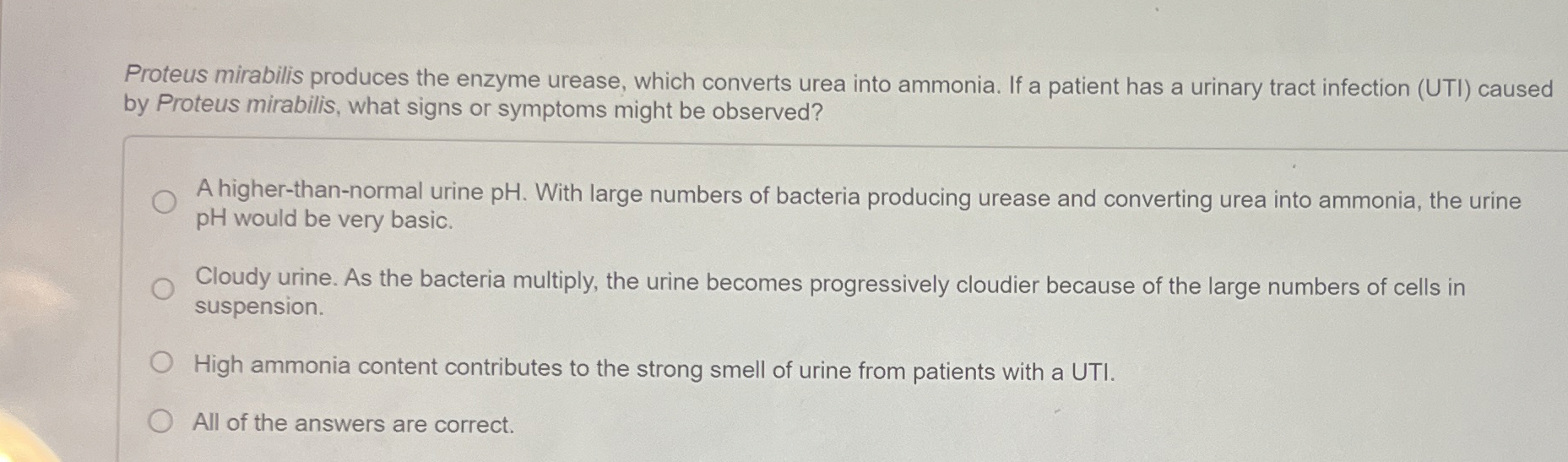 Solved Proteus mirabilis produces the enzyme urease, which | Chegg.com
