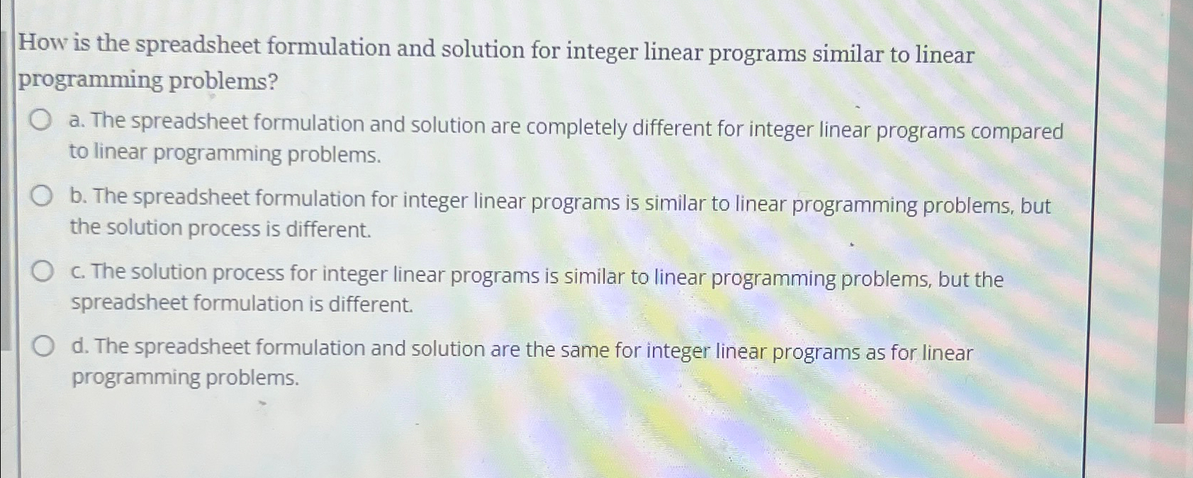 Solved How is the spreadsheet formulation and solution for | Chegg.com