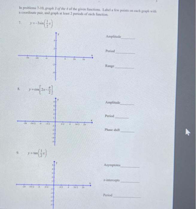 Solved In problems 7-10, graph 3 of the of the given | Chegg.com