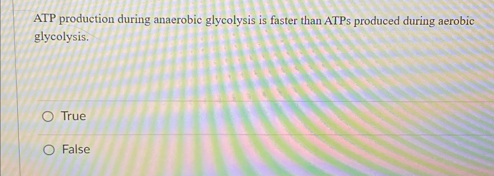 Solved ATP production during anaerobic glycolysis is faster | Chegg.com