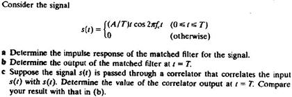 Solved Consider the signal Determine the impulse response | Chegg.com