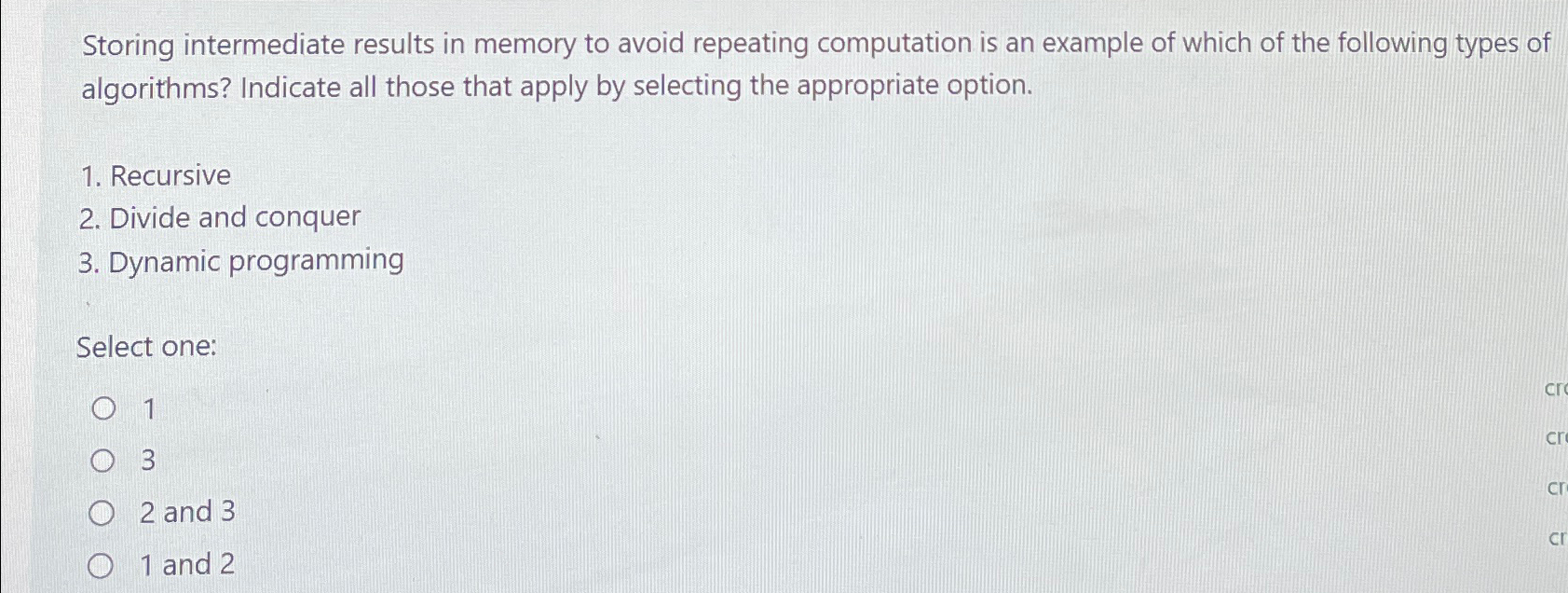 Solved Storing intermediate results in memory to avoid | Chegg.com