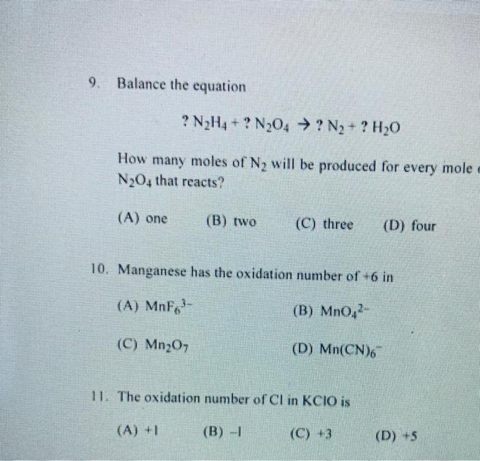 Solved Balance the equation ? N2H4 + ? N20, → ? N2 + ? H20 | Chegg.com