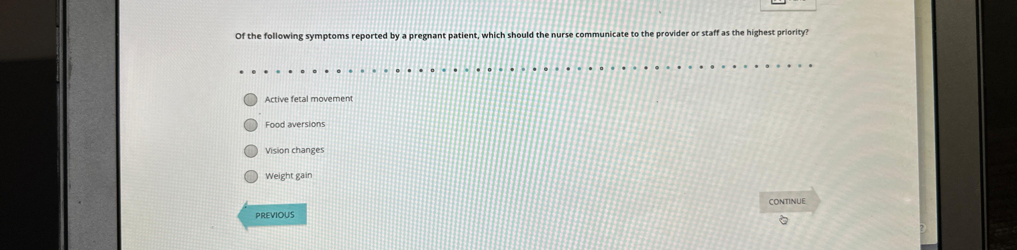 Solved Of the following symptoms reported by a pregnant | Chegg.com