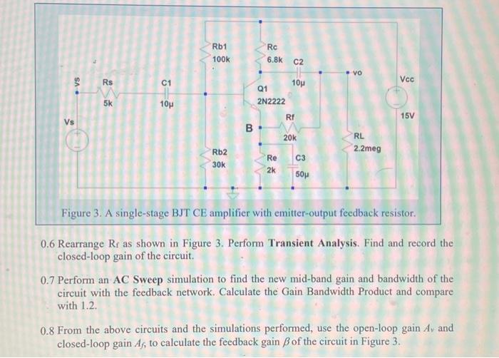 Solved Figure 3. A single-stage BJT CE amplifier with | Chegg.com