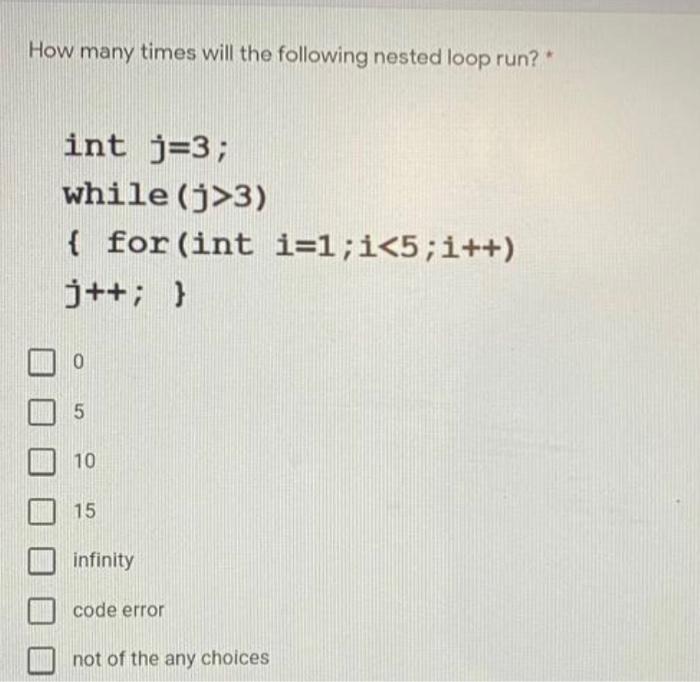 Solved How many times will the following nested loop run?" | Chegg.com
