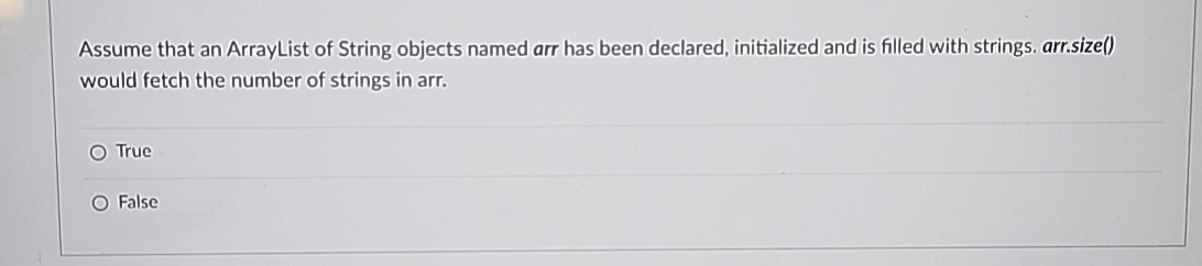Solved Assume That An Arraylist Of String Objects Named Arr 0359