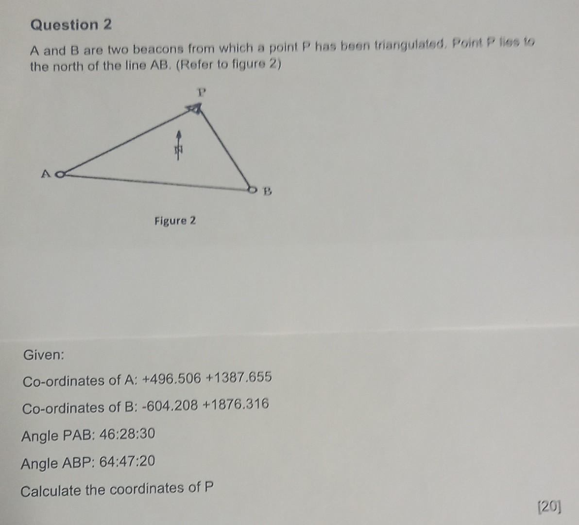 Solved A and B are two beacons from which a point P has been | Chegg.com