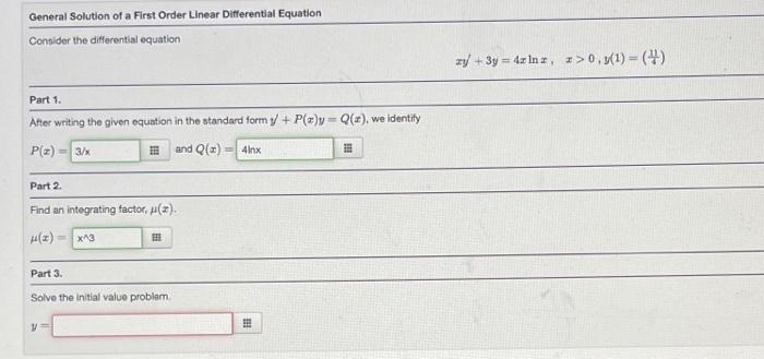 Solved General Solution of a First Order Linear Differential | Chegg.com