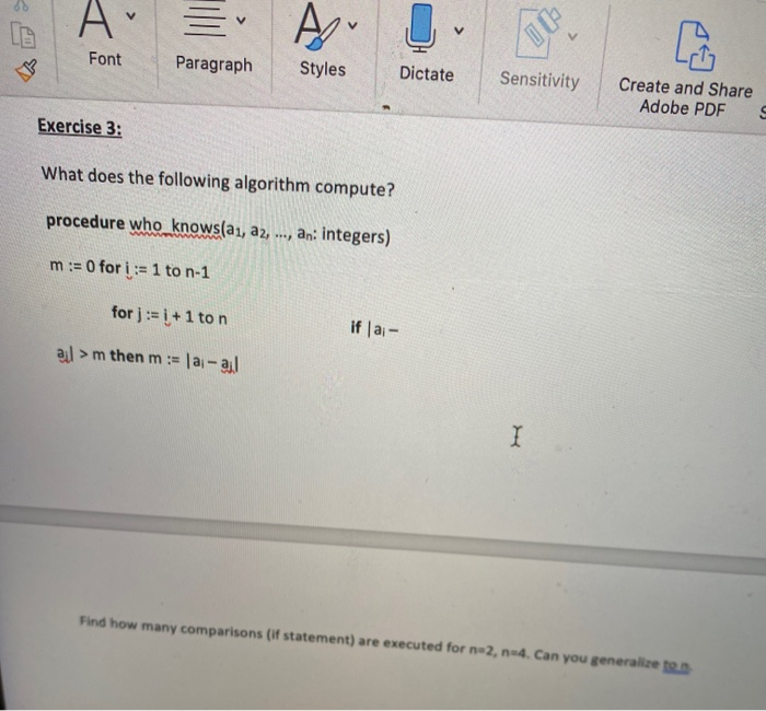 Solved A- Ą Font Paragraph Styles Dictate Sensitivity Create | Chegg.com