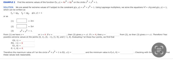 Solved EXAMPLE 2 Find the extreme values of the function | Chegg.com