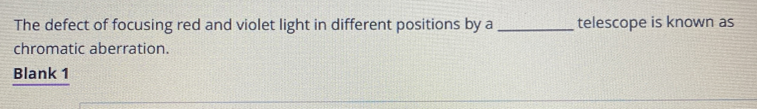 Solved The defect of focusing red and violet light in | Chegg.com