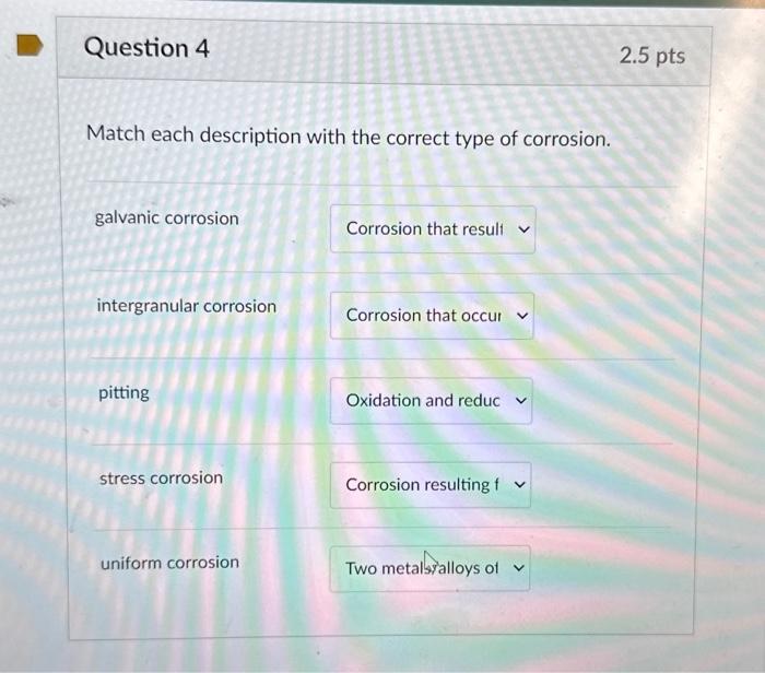 Solved Match each description with the correct type of | Chegg.com