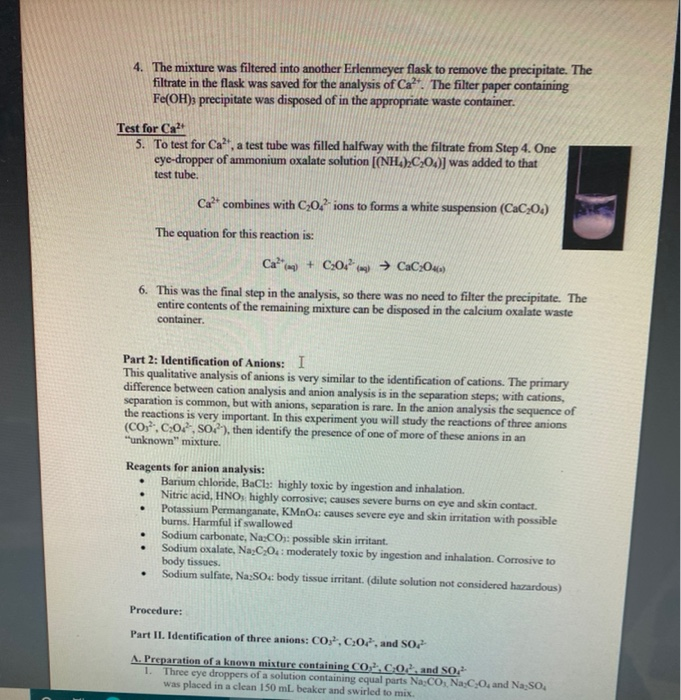 Solved Lab 5 Qualitative Analysis of Ions Objectives: 1. To | Chegg.com