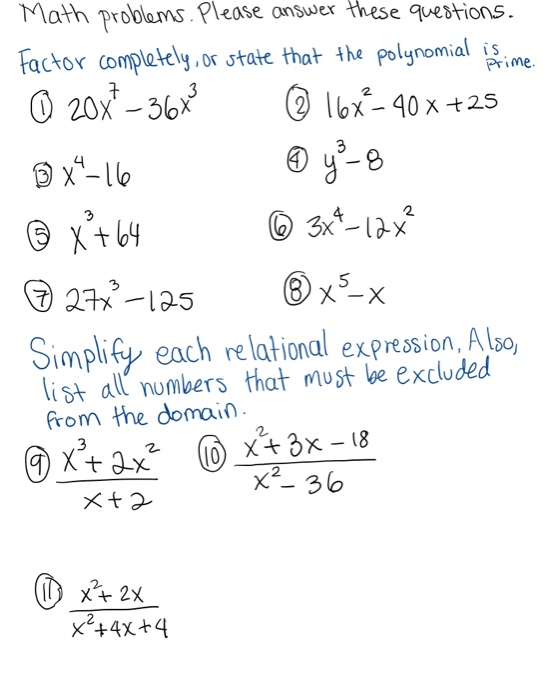 Solved Prime. Math problems. Please answer these questions. | Chegg.com