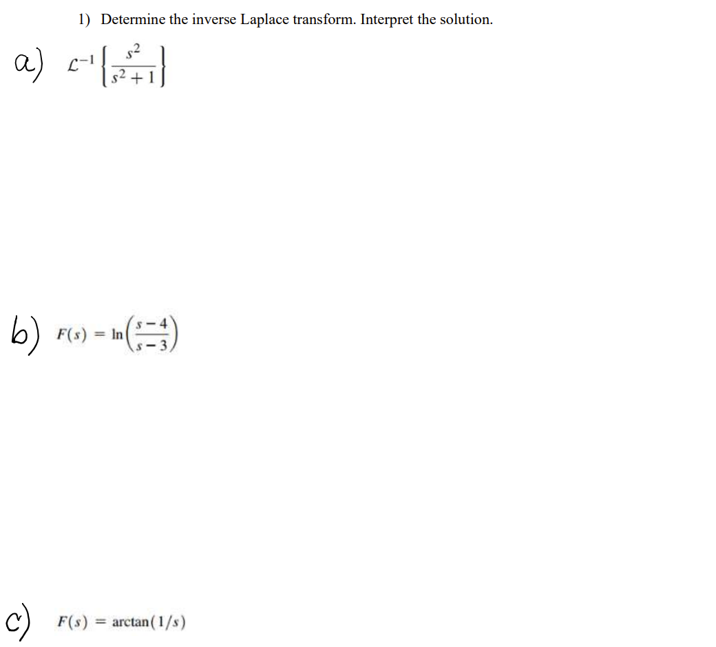 Solved Determine the inverse Laplace transform. Interpret | Chegg.com