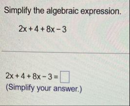Solved Simplify the algebraic | Chegg.com