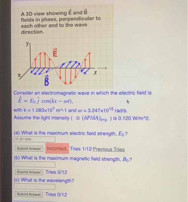 Solved A 3D view showing Ê and B fields in phase, | Chegg.com