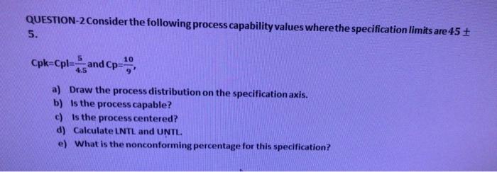 Solved QUESTION-2 Consider the following process capability | Chegg.com