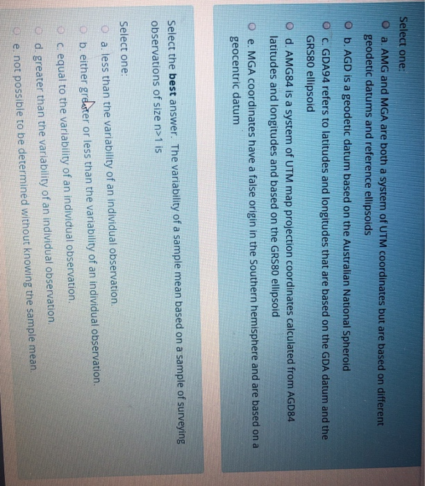 Solved Select one: O a. AMG and MGA are both a system of UTM | Chegg.com