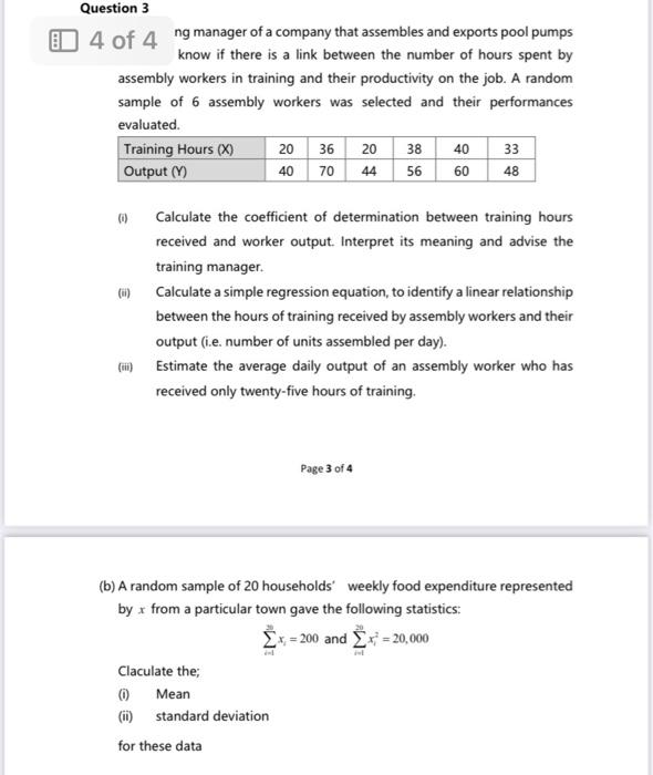 Solved (i) Calculate the coefficient of determination | Chegg.com