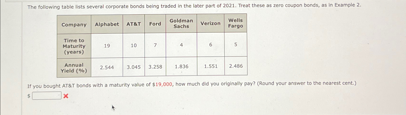 Solved The following table lists several corporate bonds | Chegg.com