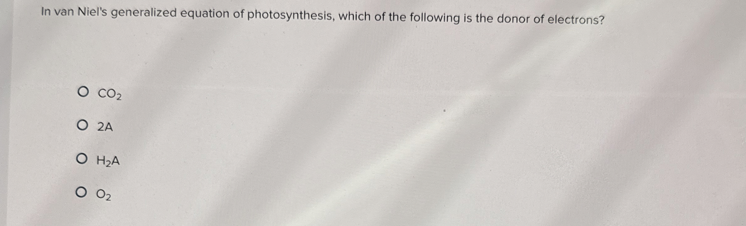 Solved In van Niel's generalized equation of photosynthesis, | Chegg.com